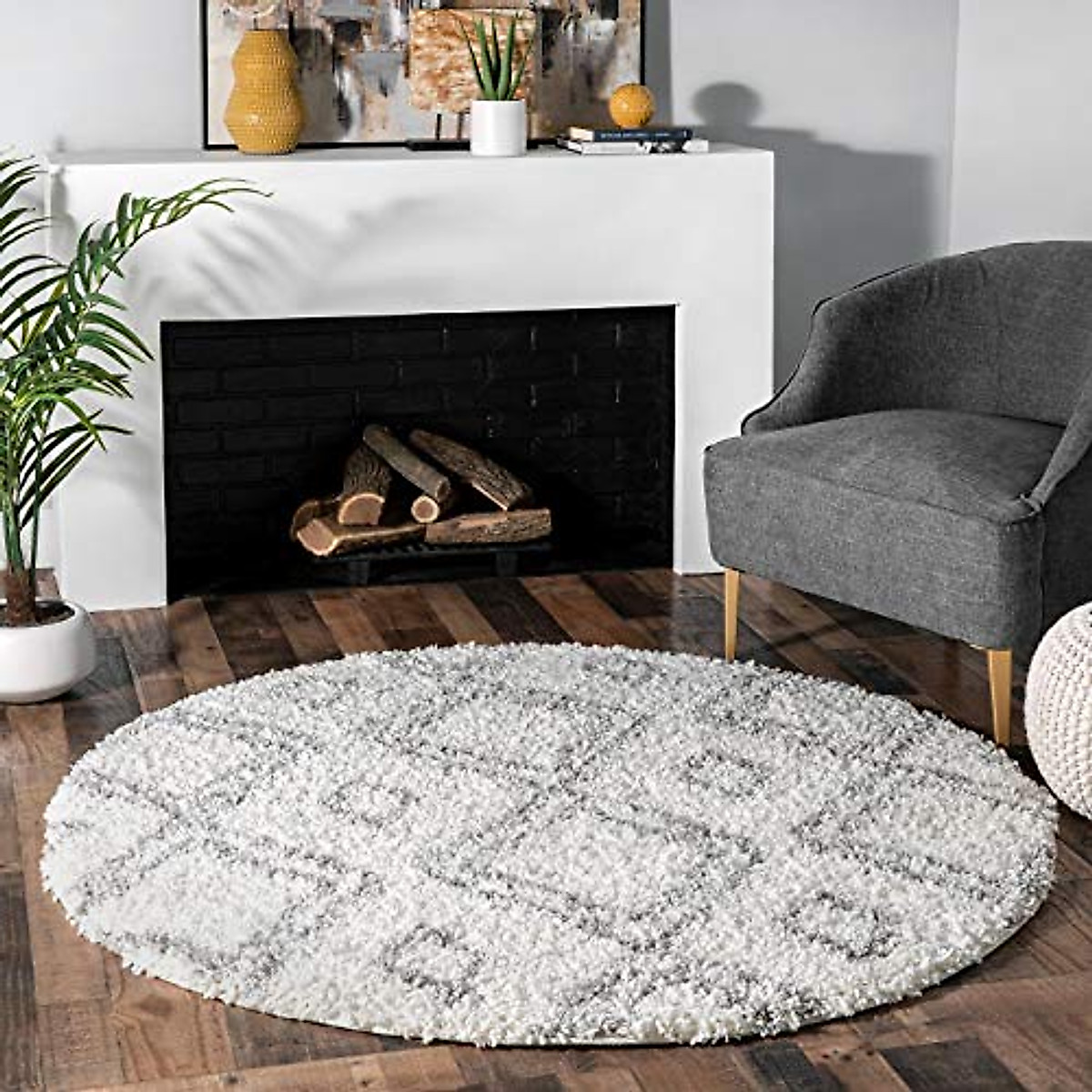 nuLOOM Iola Geometric Shag Area Rug, 6' 7" x 9', White