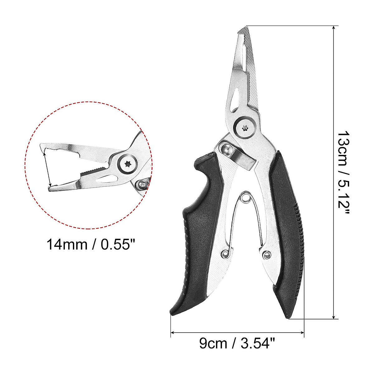 PATIKIL 5.1x3.5 Fishing Pliers, Stainless Steel Hook Remover Fishing Lines Cutter Tool with Sheath for Fishing, Black