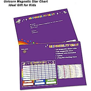 Magnetic Chore Chart, Responsibility Reward Chart for Multiple Kids Toddlers Unicorn Good Behavior Reward Chart for Fridge at Home Gift for Children - Dry Erasable, Purple