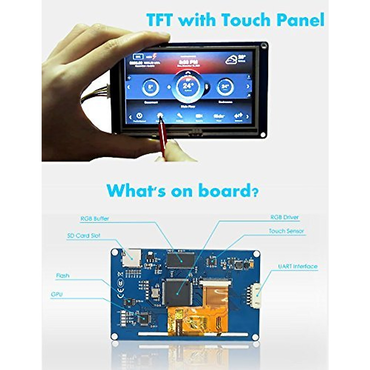 Ferwooh Nextion 3.5'' Display NX4832T035 Resistive Touch Screen HMI TFT Smart Module LCD
