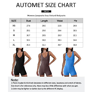 AUTOMET Womens Jumpsuits Bodysuit Rompers Workout One Piece Yoga Summer Athletic Active Sleeveless Shorts Outfits