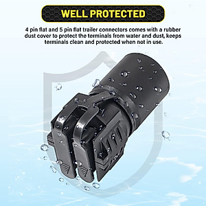 Oyviny 7 Pin Round to 4 Pin and 5 Pin Flat Blade Trailer Adapter, 7 to 5 Pin Trailer Plug Adapter 2-in-1 Design