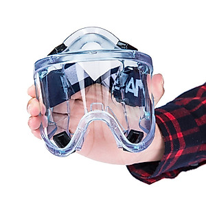 Holulo Clear Safety Goggle Splash & Impact Resistant Goggle Sand&Dust Over Glasses Eye Protector Wide-Vision Lab Safety Goggle