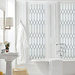 Windimiley Window Privacy Film Stained Glass Frosted Glass Window Sticker Moroccan Lattice Decorative Bedroom Door Coverings UV Sun Blocking Heat Control Removable Home Window Tint,35.5 X 394 in
