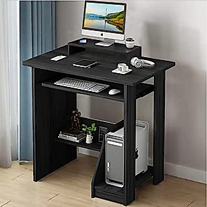ALISENED Home Office Computer Desk with Monitor Stand Keyboard Tray, 29.5 Inch Study Writing Desk Small PC Laptop Table with Storage Shelves, Modern Workstation for Small Spaces Save Space