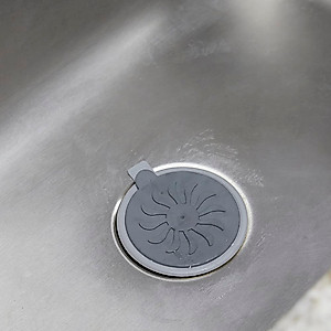 Flexible Grey Silicone Sink Strainer and Stopper for Kitchen Drains by Home Basics | Prevents Clogs and Keeps Sink Clean - Durable and Easy to Clean - Universal Fit