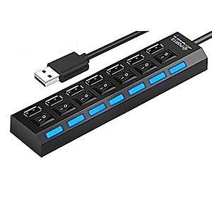 Lysee USB Cables - USB Hub 2.0 Multi USB 2.0 Hub High Speed LED 4 / 7 Ports USB Splitter for PC Computer Accessories Laptop with ON/of - (Color: Red, Length: SATNGARD)