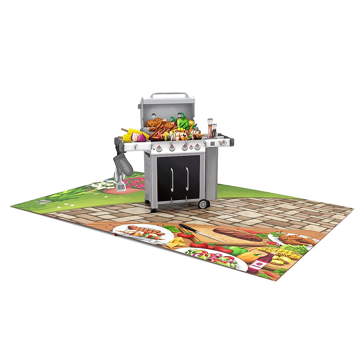 Liif BBQ Grill 3D Greeting Fathers Day Card, Pop Up Fathers Day Card, Birthday Card For DAD, Men, Husband, Brother, Boss, Friendship | With Message Note | Size 8 x 6 Inch