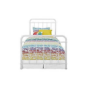 DHP Beaumont Iron Metal Platform Bed with Transitional Design Headboard and Footboard, Adustable Base Height for Underbed Storage, No Box Spring Needed, Queen, White