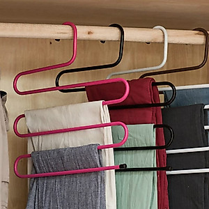 IULJH 5 Layers S Shape Iron Wardrobe Storage Hangers Pants Trousers Hanger Multi-Layers Clothing Storage Rack Closet Space Saver Rack ( Color : D )