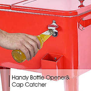 Happygrill Large 80 Quart Cooler Cart, Outdoor Cooling Bin with Wheels, Patio Rolling Ice Chest Cooler for Beer Beverage