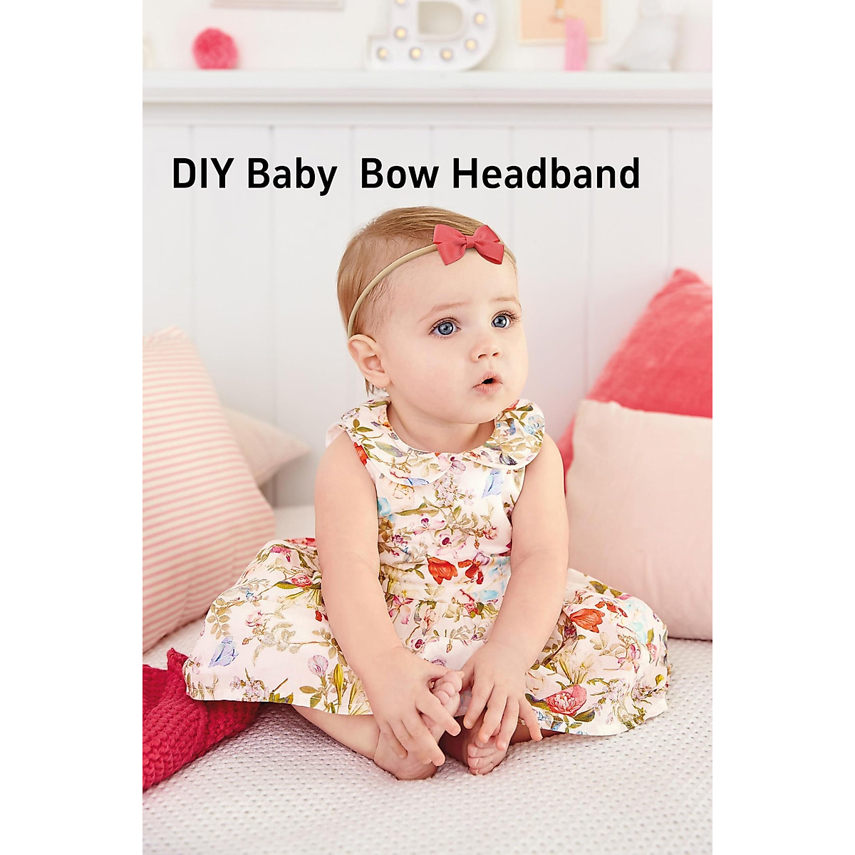 Qearl 60 Pack Soft Stretchy DIY Nylon Headbands Hair Bands Bows DIY Accessory for Newborn Baby Girls with Box