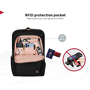 Swissdigital Katy Rose Laptop Backpack Purse For Women，With USB Charging Port Computer Work Backpack ,Fits 15.6Inch Laptop Travel Casual Bag