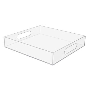 Sorbus Acrylic Serving Tray with Handles - Serving Coffee, Appetizer, Breakfast, Butler-Kitchen Countertop - Decorative Makeup Drawer Organizer - Vanity Table - Ottoman (12" x 16")
