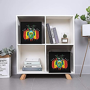 Coat of Arms of Bolivia Canvas Collapsible Storage Bins Cube Organizer Baskets with Handles for Home Office Car