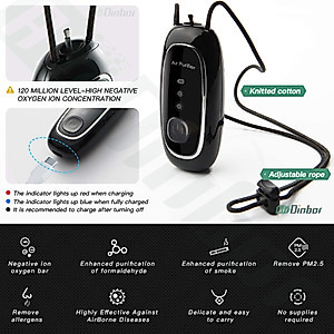 Wearable Air Necklace, Personal Air Necklace Around The Neck, Travel Size Air Necklace, Black