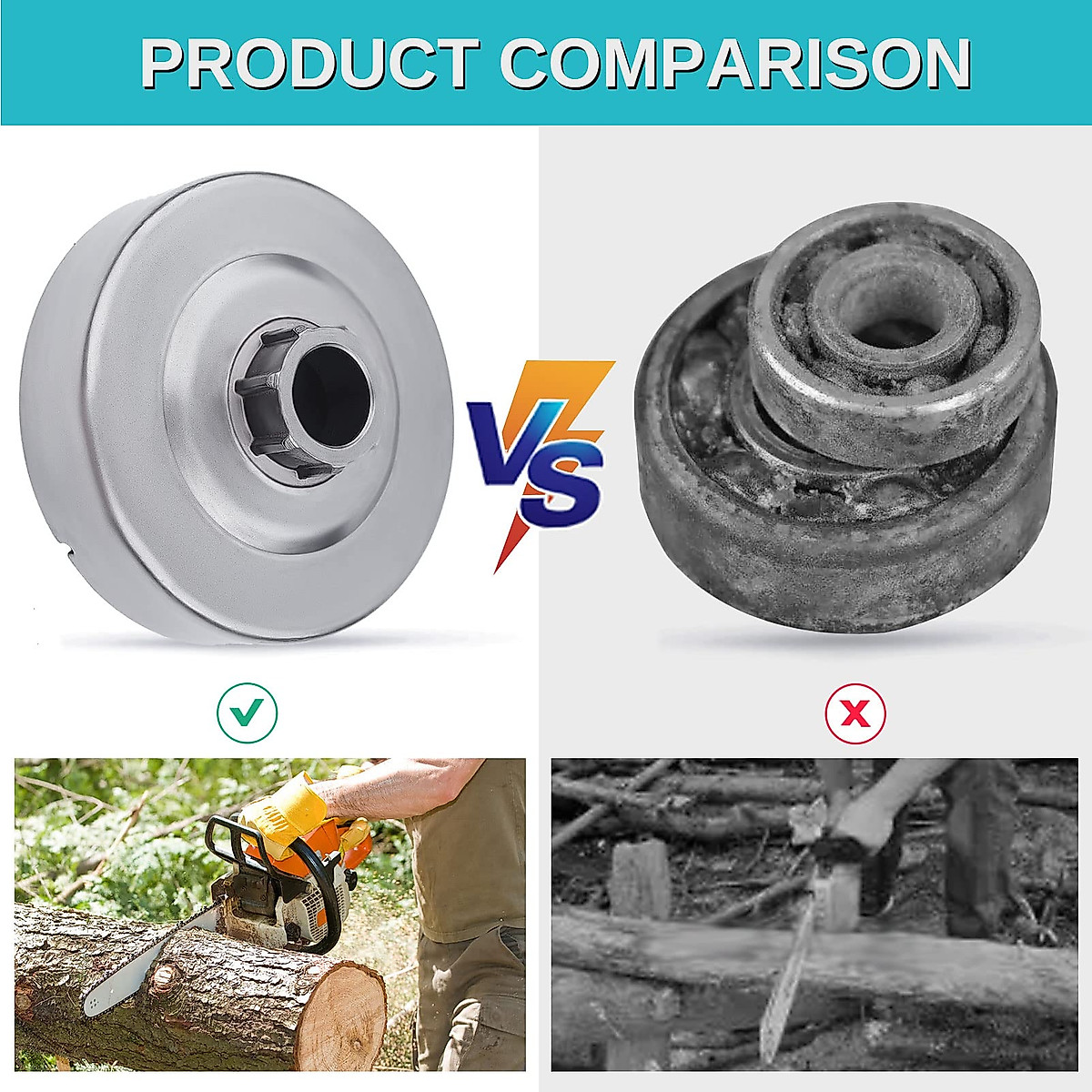 Atunee .325" Sprocket Clutch Drum Rim Kit for Husqvarna 235 235E 240 240E 130 136 137 141 142 Chainsaw Felling Dog Bumper Spike Bearing