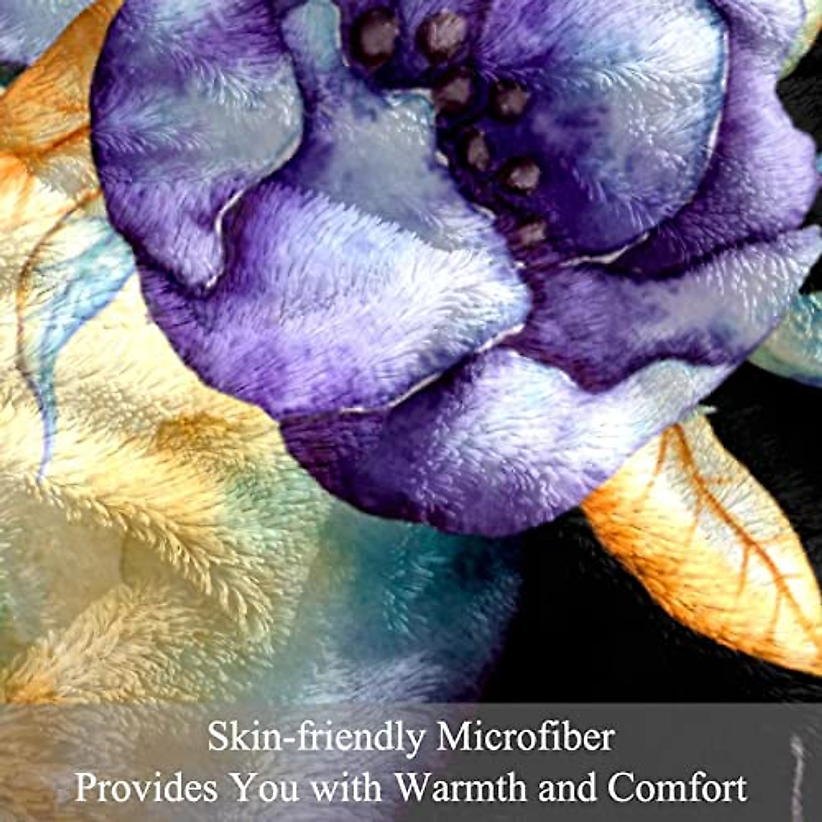 VBFOFBV Bedding Fleece Blanket Comfort Fluffy for Boys Girls, Skull Purple Flower Retro