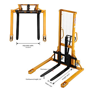 APOLLOLIFT Manual Pallet Stacker with Straddle Legs 2200lbs Capacity 63" Lift Height, Adjustable Forks