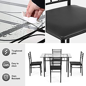 Dining Table Set Kitchen Table and Chairs for 4 Kitchen Table Dining Room Table Set Home Furniture Rectangular Modern Chairs with Metal Legs for Breakfast Nook Kitchen Dining Room (Glass)