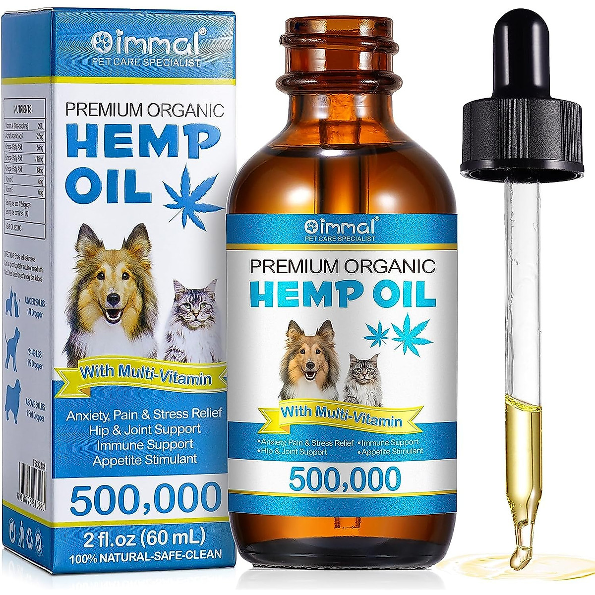 AIQIUSHA Oil for Dogs 60ML,Organic Pet Oil for Pain,Skin,Arthritis Pain,Pain Relief,Calming,Omega 3,6,9 for Dog Emotions, Dog Barking & Dog Joints,Supports & Maintains Healthy Joints (1 Pack, Blue)