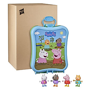 Peppa Pig Peppa's Carry-Along Friends Set, 4 Figures with Carrying Case, Preschool Toys for Classroom, Back to School Gifts for Kids, Ages 3+