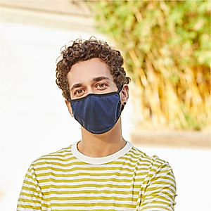 Allett Face Mask, Navy Blue | 2 Pack | Made of Cotton, Built in Polypropylene Filter | Soft Earloops, Washable, Reusable | With Nose Wire & Chin Gusset | For Adults