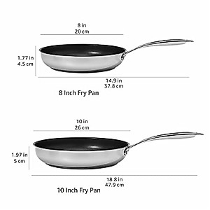 Amazon Basics 2-Piece Non-Stick Stainless Steel Fry Pan Set, 10-Inch and 8-Inch