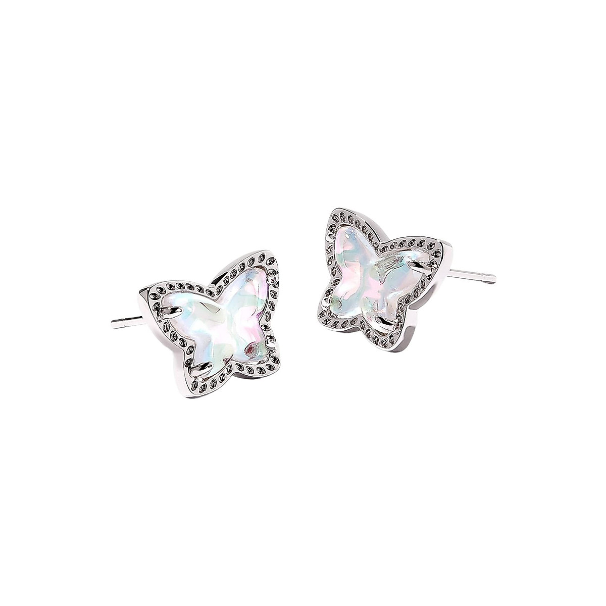 Kendra Scott Lillia Butterfly Stud Earring in Silver-Plated Brass, Fashion Jewelry for Women, Dichroic Glass
