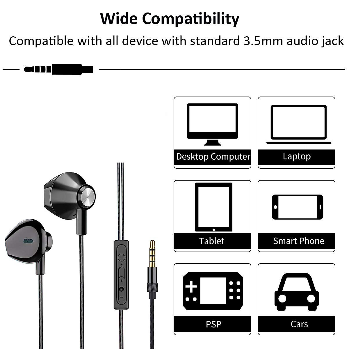 Earbuds Wired in Ear Headphones Earphones with Mic Volume Control for 3.5mm Samsung Galaxy, Google Pixel 5a 4a 3a XL, TCL 30 SE 20 SE 10 SE, Motorola Moto Nokia Blu Alcatel LG Tablet Laptop (Silver)