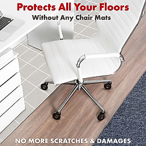 Professional Office Chair Wheels Gift Set of 5 Black - Protect All Your Floors - 3'' Heavy Duty Replacement Rubber Desk Chair Casters - Best Protection for Your Hardwood Floors