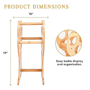 2LB Depot Bamboo Wine Racks Countertop - Stylish & Space-Saving Wooden Holder for 6 Bottles - Eco-Conscious, Easy Assembly - Wine Storage Organizer - Rustic Free-Standing Cellar Racks - 17.3"x12.6"x7"