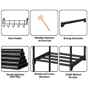 Narrow Tall Shoe Rack, 10 Tiers Metal Tall Vertical Shoe Rack for Closet Entryway 20-24 Pairs Shoe Shelf Shoe Stand Tower, Black Sturdy Free Standing Shoe Rack Organizer