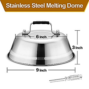 Joyfair Cheese Melting Dome Set, 9 inch Round Metal Basting Covers, Griddle Accessories for Outdoor BBQ for Grilling Steak/Steaming Vegetable, Heavy Duty Lid & Heat Proof Handle(2 Packs)