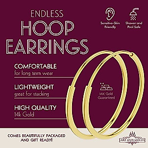 14k Gold Small Endless Hoop Earrings for Ears, Cartilage, Nose or Lips, 10mm (yellow-gold)