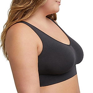 JUST MY SIZE Womens Pure Comfort Light Support Pullover Wireless T-shirt With Moisture-wicking Bra, Black, 6X-Large US