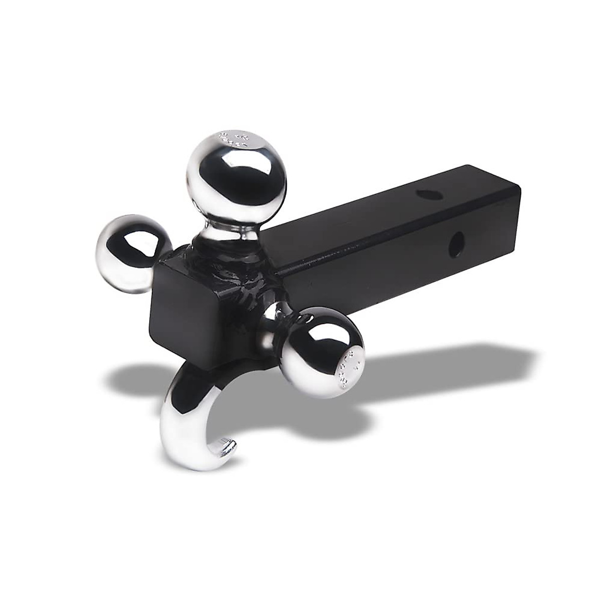 Universal 3-in-1 Rear Bumper Trailer Tow Hitch Loaded Tri-Ball Mount with Pin & Clip Kit Compatible with 2" x 2" Towing Receiver Tube