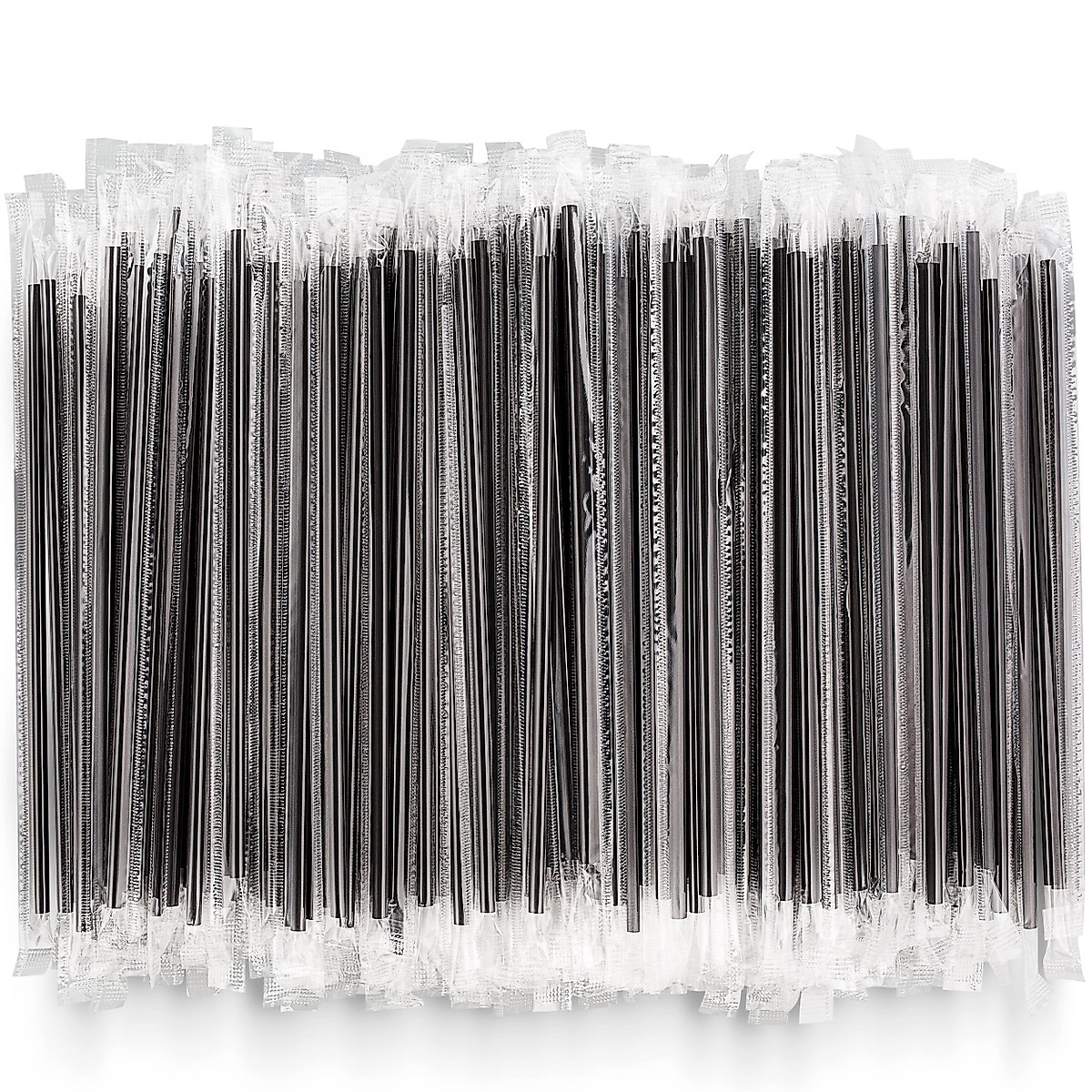 DuraHome Plastic Stirrer Straws Individually Wrapped 1000 Pack, Black 5.75-Inch Sip Drinking Stir Sticks for Cocktails and Coffee, BPA-Free Disposable Restaurant Style, Bulk Set