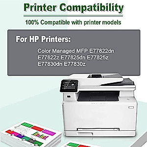 4-Pack (BK+C+Y+M) Compatible Color Managed MFP E77822dn E77822z Toner Cartridge (High Capacity) Replacement for HP W9190MC W9191MC W9192MC W9193MC Printer Cartridge