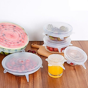 Reusable Silicone Stretch Lids, 12 Silicone Lids, 6 Different Circular Sizes, 6 Different Rectangular Sizes, Flexible Silicone Lids for Bowls, Tupperware, Food, Freezer Safe,adjustable.