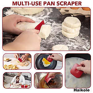 Haikole Pan Scraper 5PCS Plastic Scraper Set,Food Scraper Tool for Cast Iron, Pot and Pan Cleaning,Pan Scraper Tool for Cleaning Grease Burnt Food,Scraper Tool Kitchen (A-Orange Color)
