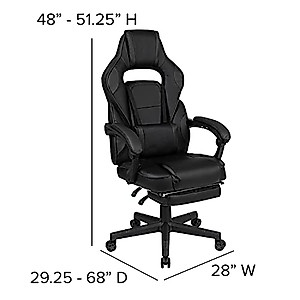 Flash Furniture X40 Gaming Chair Racing Ergonomic Computer Chair with Fully Reclining Back/Arms, Slide-Out Footrest, Massaging Lumbar - Black