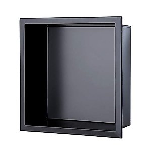 DecoMust 13.5“ X 13.5” (Inner size 12X12") Stainless Steel Shower Niche Modern and Elegant Design, Easy to Install, Perfect for Shampoo and Soap Storage (Matte Black)