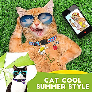 4 Pieces Cat Collars Breakaway with Bell and Pendants Colorful Summer Cat Safety Collar Adjustable Collar for Cats Cute Kitten Collar Set Cat Collar for Pet Kitten Supplies (Cute Style,Medium)