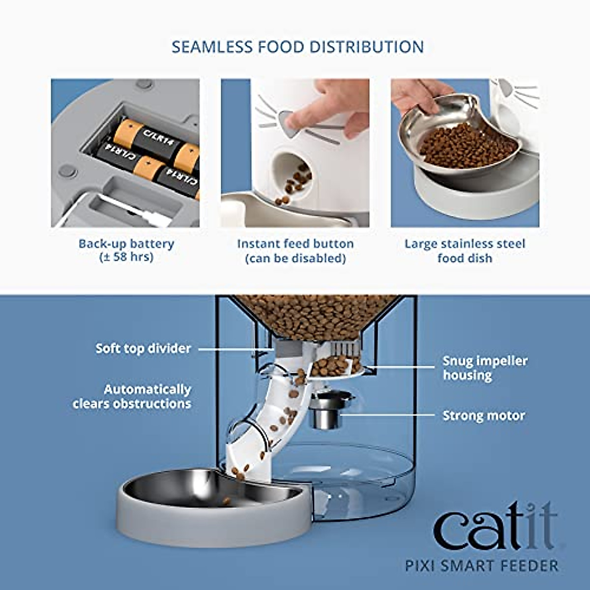 Catit PIXI Smart Feeder – Automatic and Customizable Feeding Schedule with App Support, White