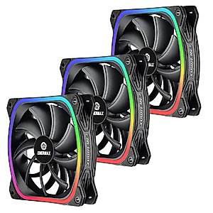 Enermax Squa RGB PWM 120mm Case Fan, Addressable RGB Sync Via Motherboard/Control Box, 3 Fan Pack- Black; UCSQARGB12P-BP3