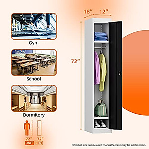 GangMei Locker Cabinet with 1 Door, Metal Locker with Doors for Employees Gym School Kids Office, Garage, Bedroom, Assembly Required