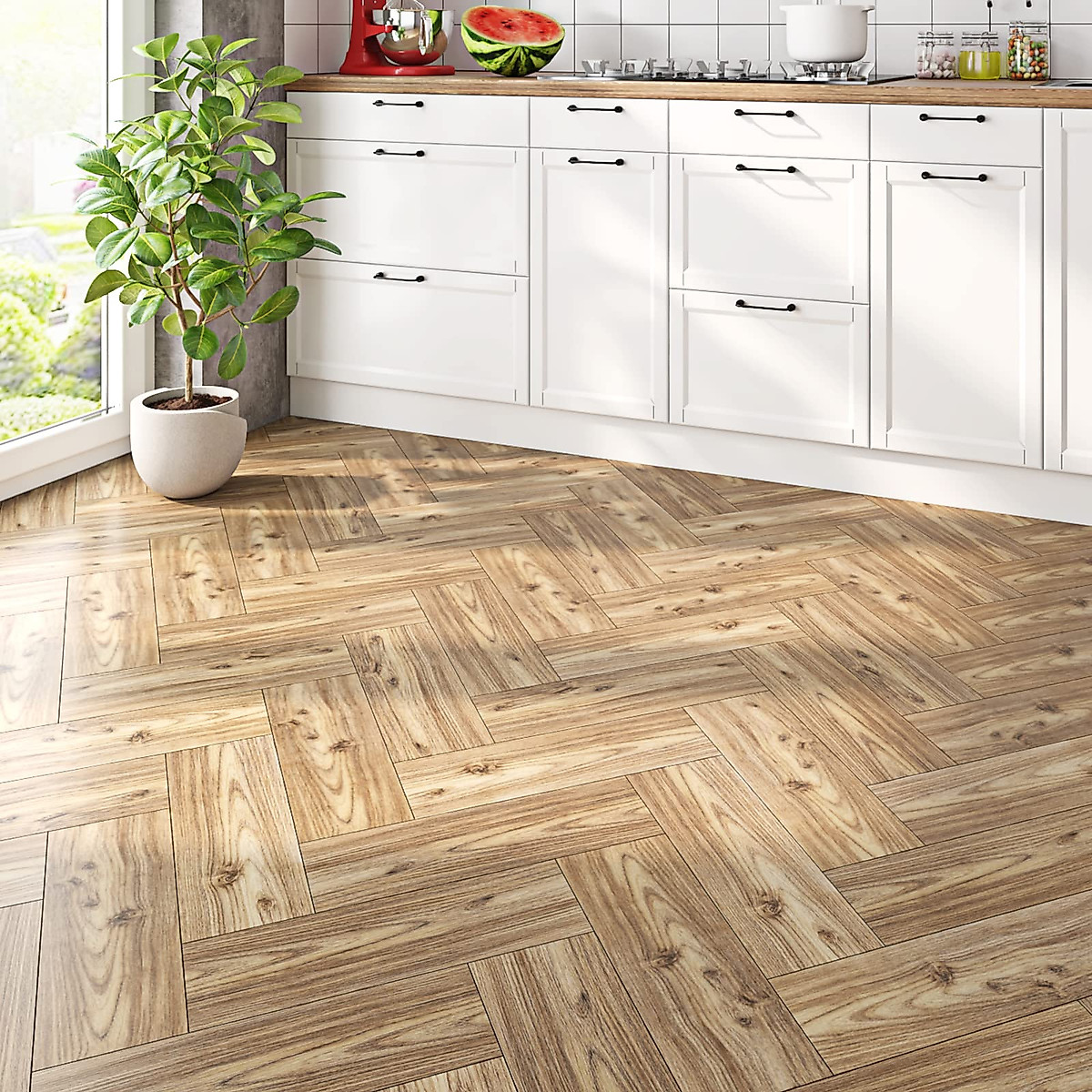 Livelynine 16-Tiles 6X36 Vinyl Flooring Peel and Stick Floor Tile Natural Wood Look Planks Laminate Flooring Waterproof Vinyl Plank Flooring for Bathroom Kitchen Bedroom Stick on Floor Tiles Stickers