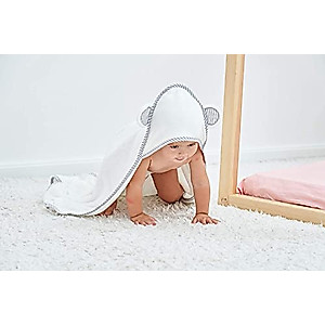 HIPHOP PANDA Bamboo Hooded Baby Towel - Soft Hooded Bath Towel with Ears for Babie, Toddler,Infant - Ultra Absorbent, Natural Baby Towel Perfect (White, 30 x 30 Inch)