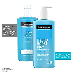 Neutrogena Hydro Boost Body Moisturizing Gel Cream with Hyaluronic Acid, Non-Greasy & Fast Absorbing, Lightweight Hydrating Body Lotion for Normal to Dry Skin, Paraben- & Dye-Free, 16 oz